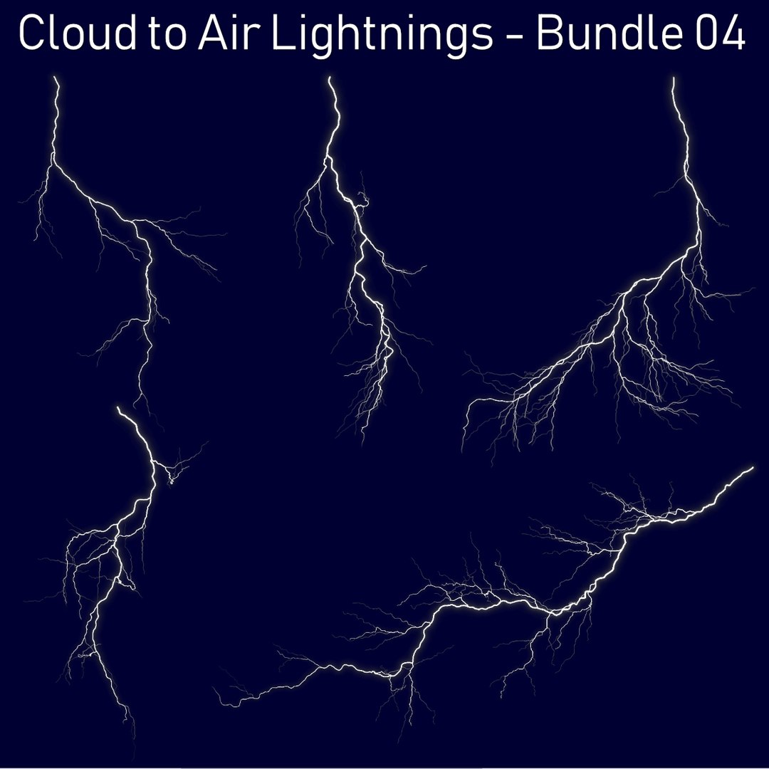 3D 5 Realistic Cloud to Air Lightnings - Bundle 04 - TurboSquid 2176188