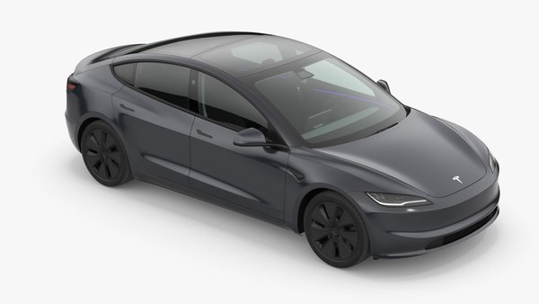 Tesla Model 3 2024 스텔스 그레이 표시등 켜짐 3D 모델 - TurboSquid 2256848