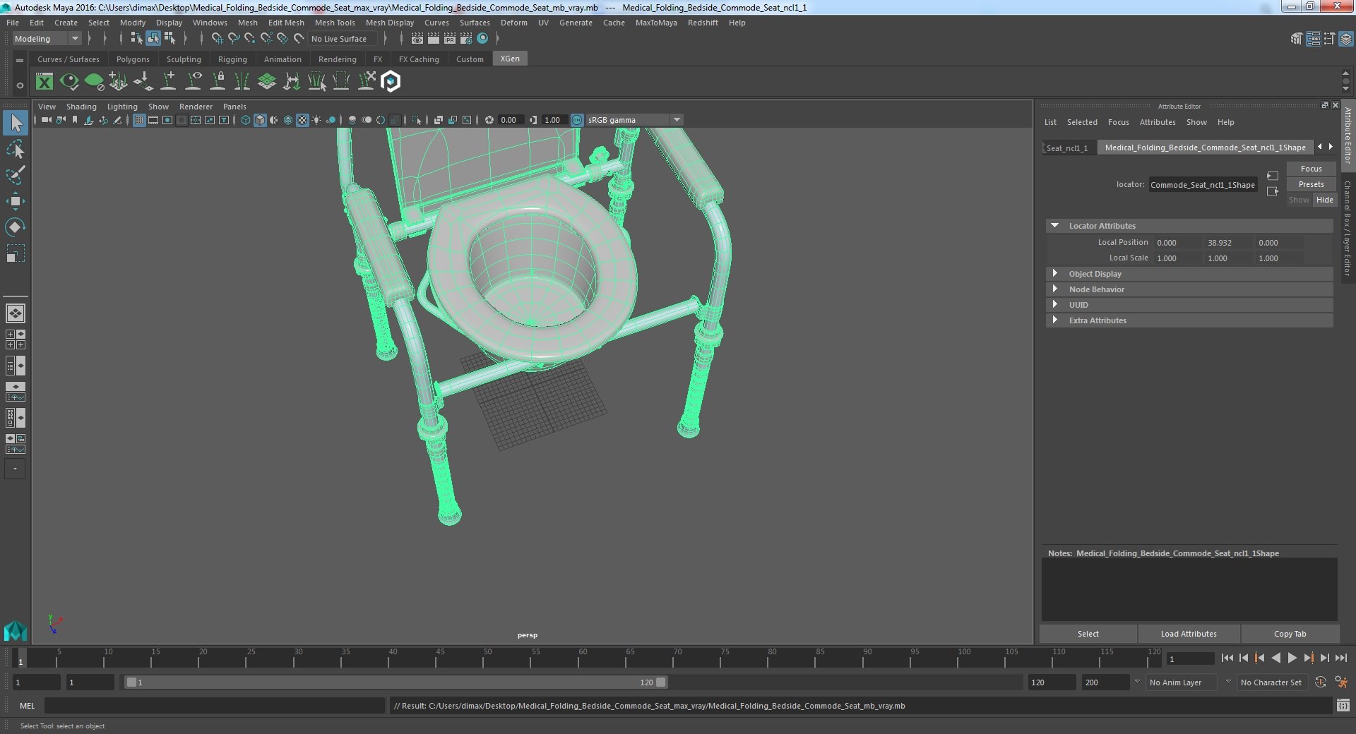 Medical folding bedside commode 3D model - TurboSquid 1650712