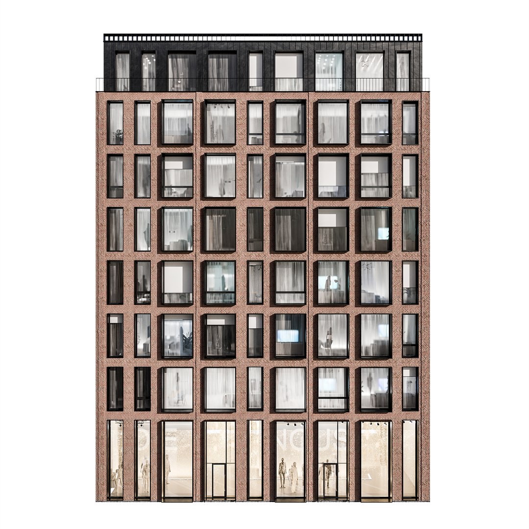3D Modern Facades Collection Vol 1 - 5 Facades Model - TurboSquid 1905218