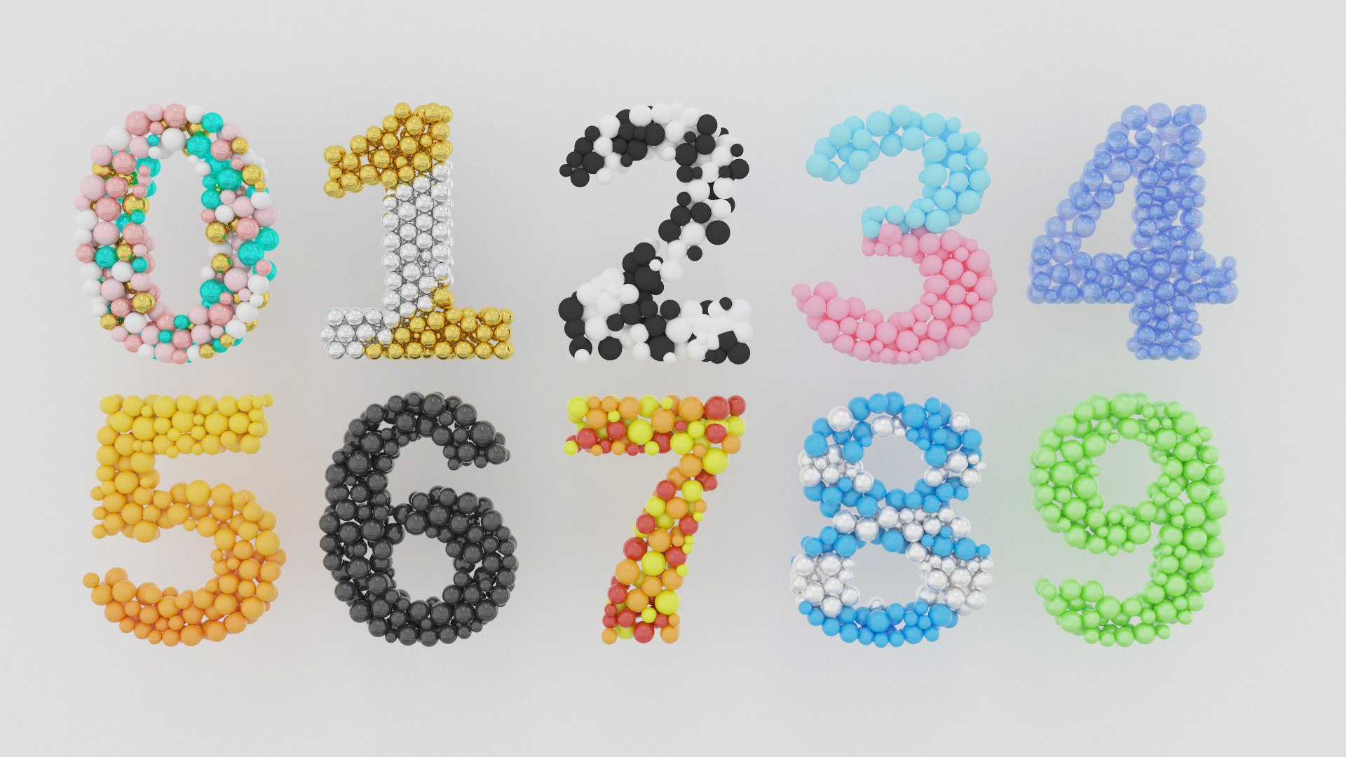 3D Model Numbers Made Of Balls Spheres - TurboSquid 1762717