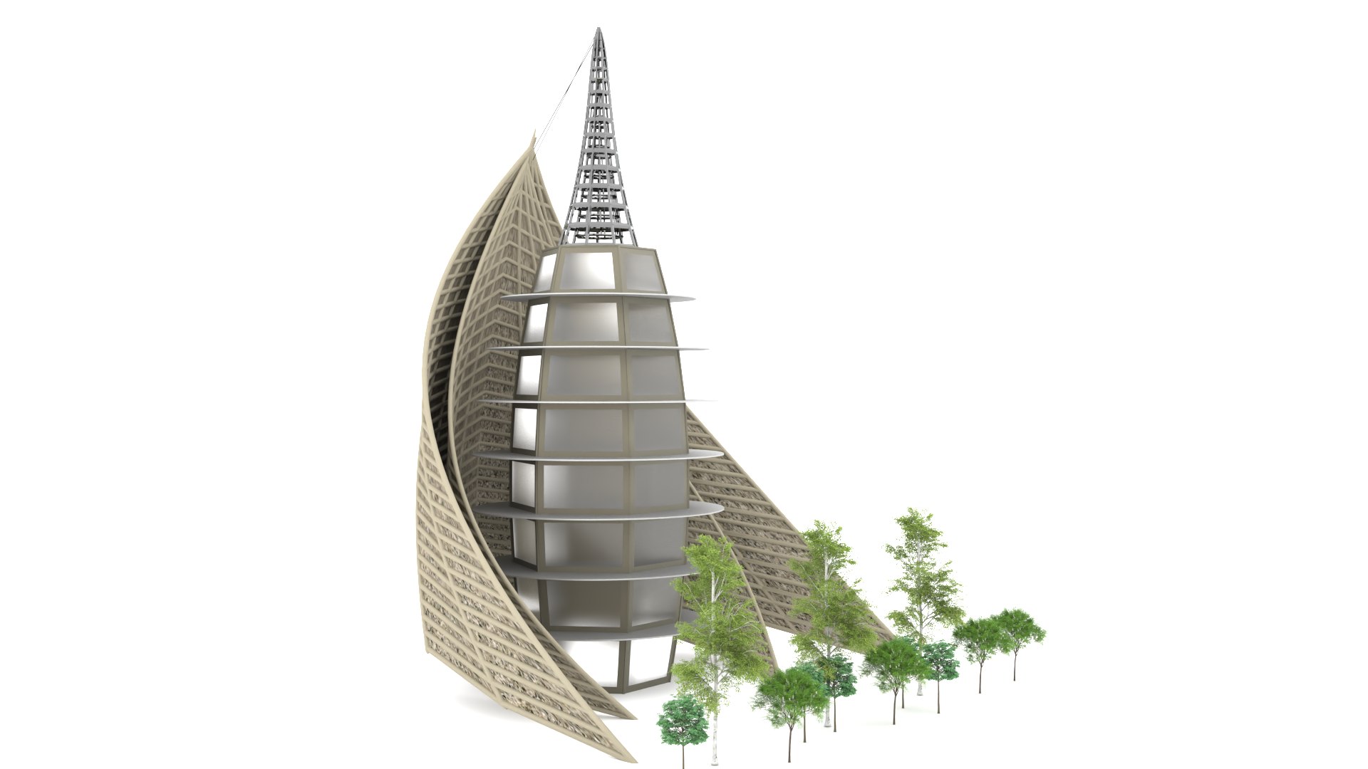 Sail Tower Model - TurboSquid 2418326