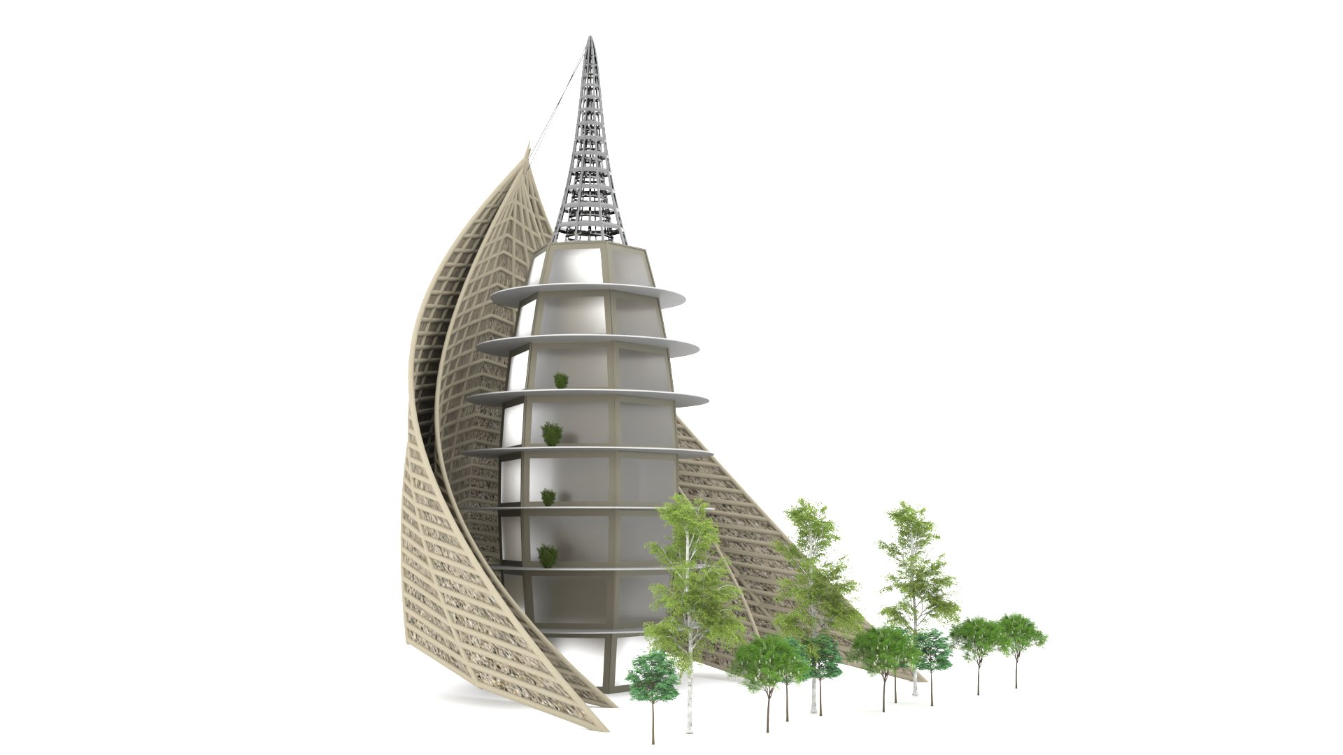 Sail Tower Model - TurboSquid 2418326