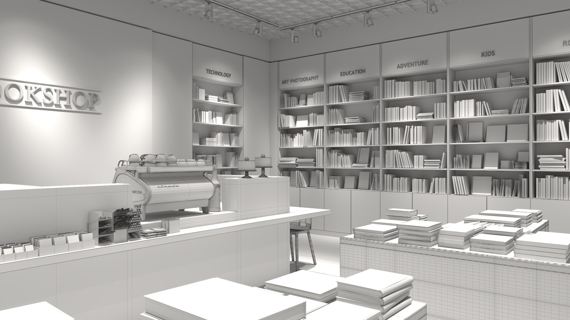 3D Bookstore Interior Design - TurboSquid 1906786