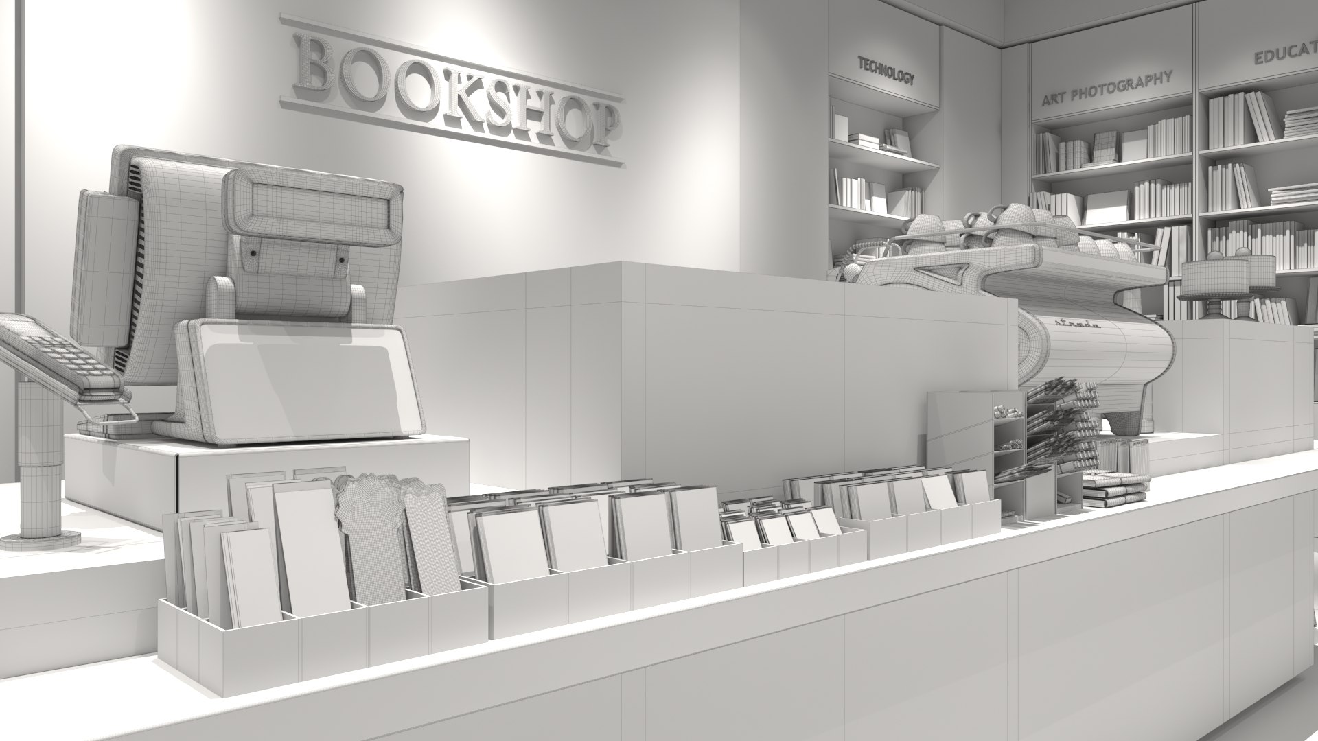 3D Bookstore Interior Design - TurboSquid 1906786