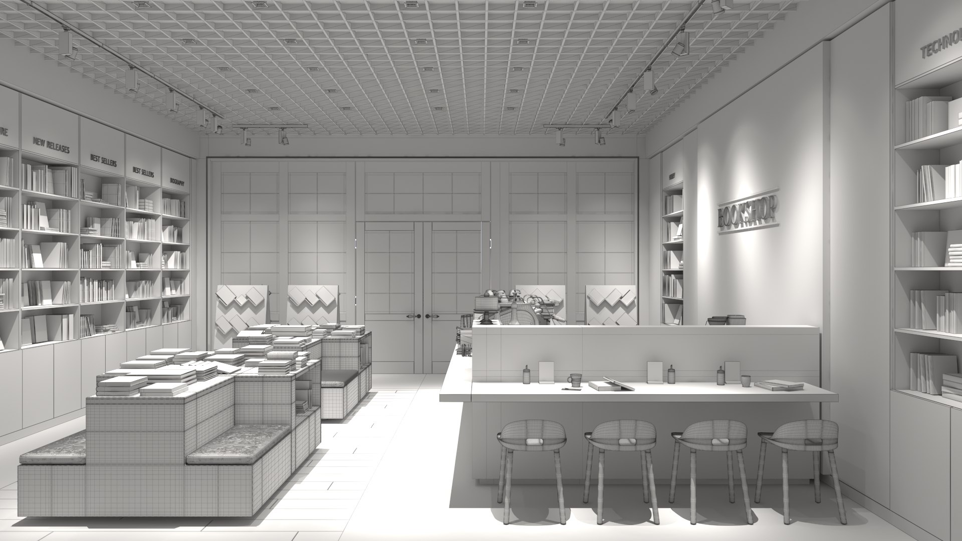 3D Bookstore Interior Design - TurboSquid 1906786