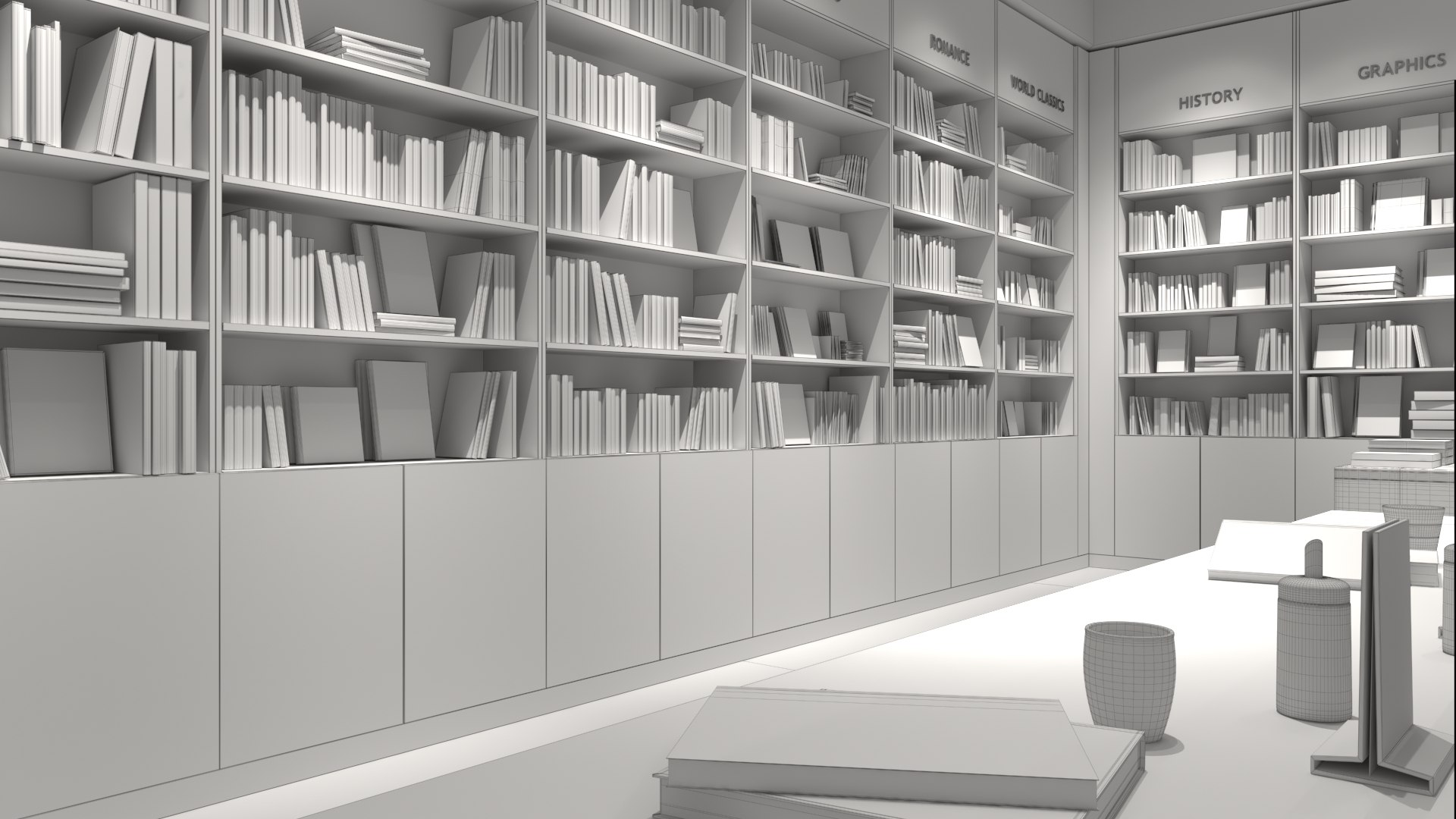 3D Bookstore Interior Design - TurboSquid 1906786