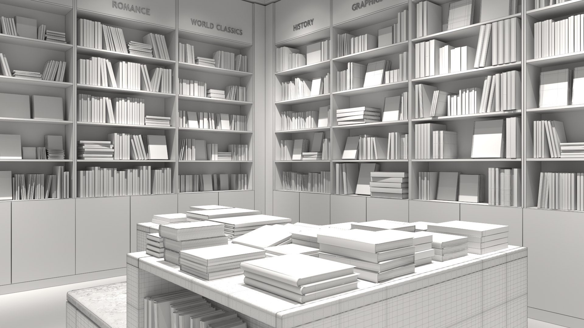 3D Bookstore Interior Design - TurboSquid 1906786