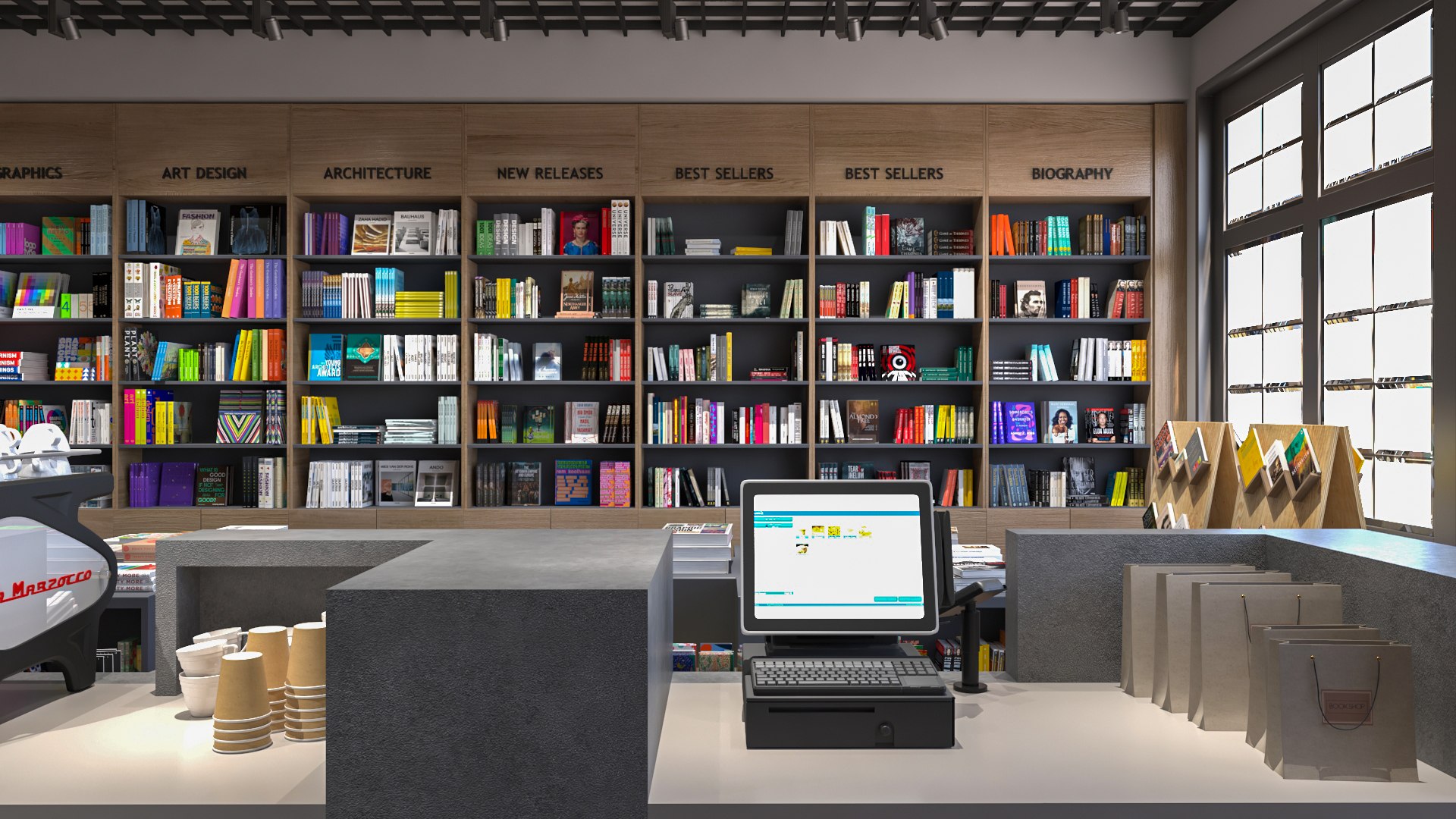 3D Bookstore Interior Design - TurboSquid 1906786