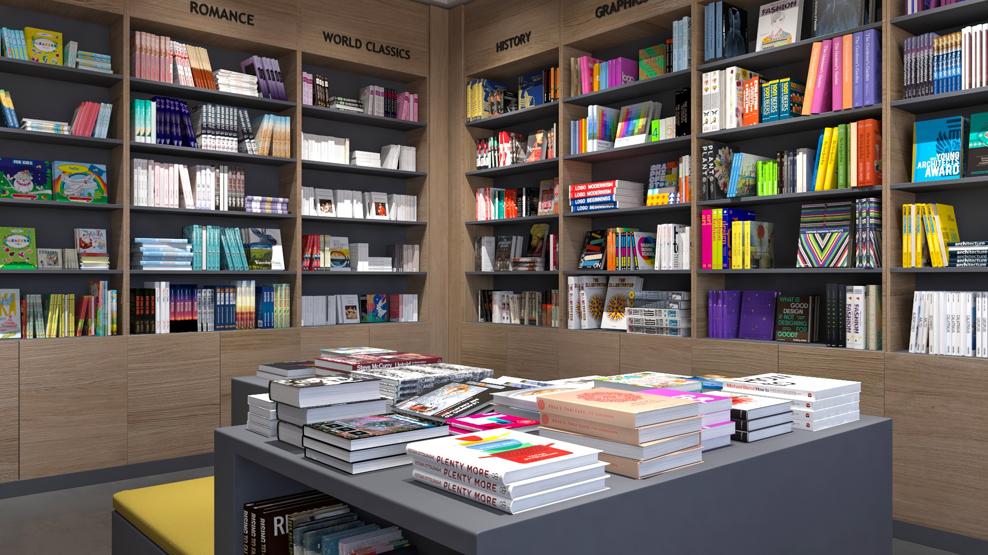 3D Bookstore Interior Design - TurboSquid 1906786