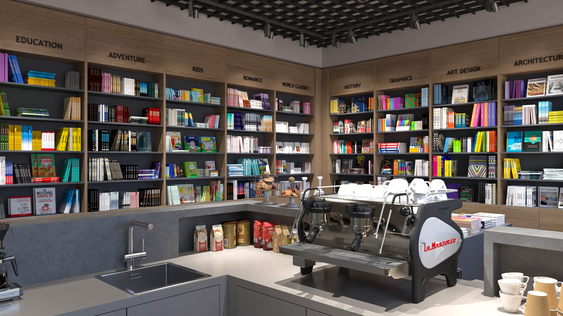 3D Bookstore Interior Design - TurboSquid 1906786