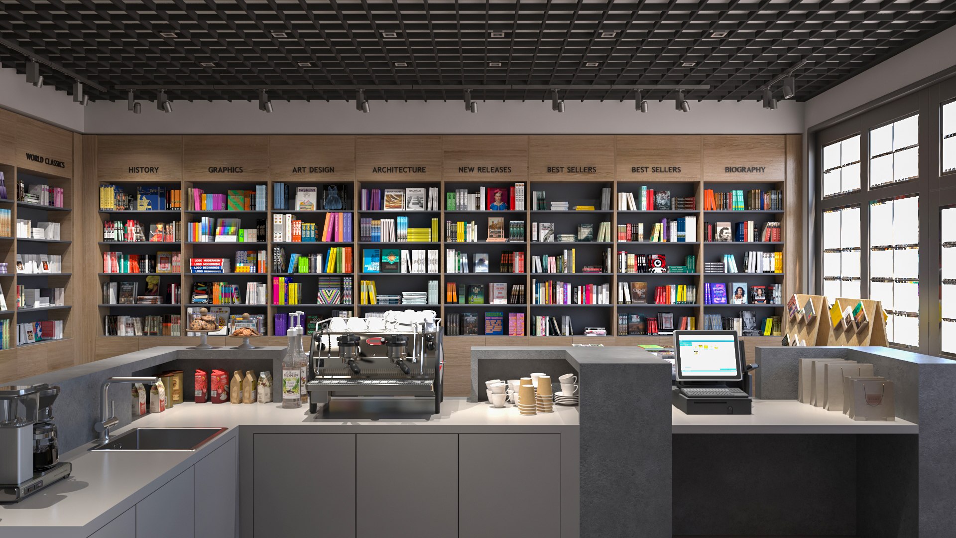 3D Bookstore Interior Design - TurboSquid 1906786