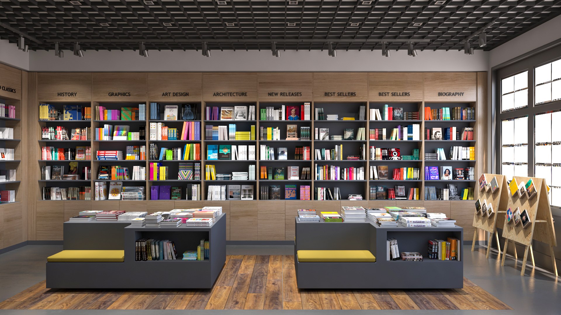 3D Bookstore Interior Design - TurboSquid 1906786