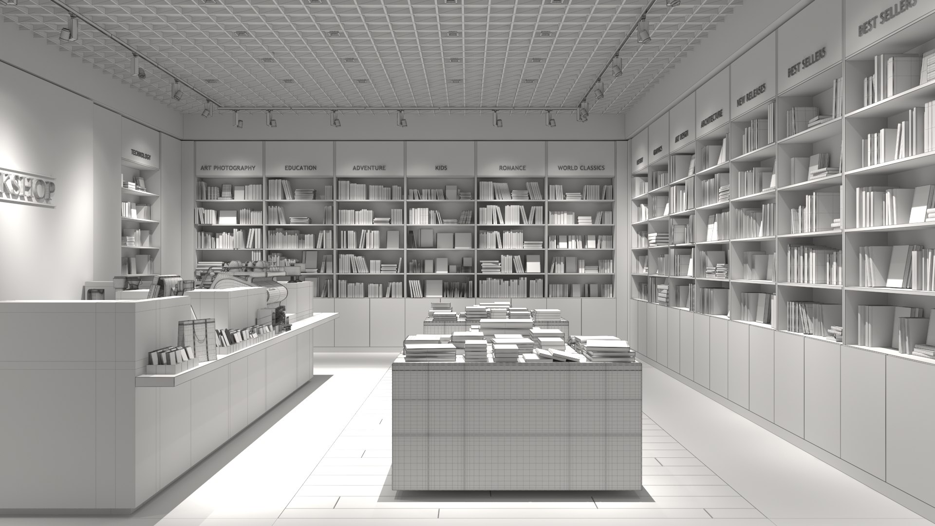 3D Bookstore Interior Design - TurboSquid 1906786