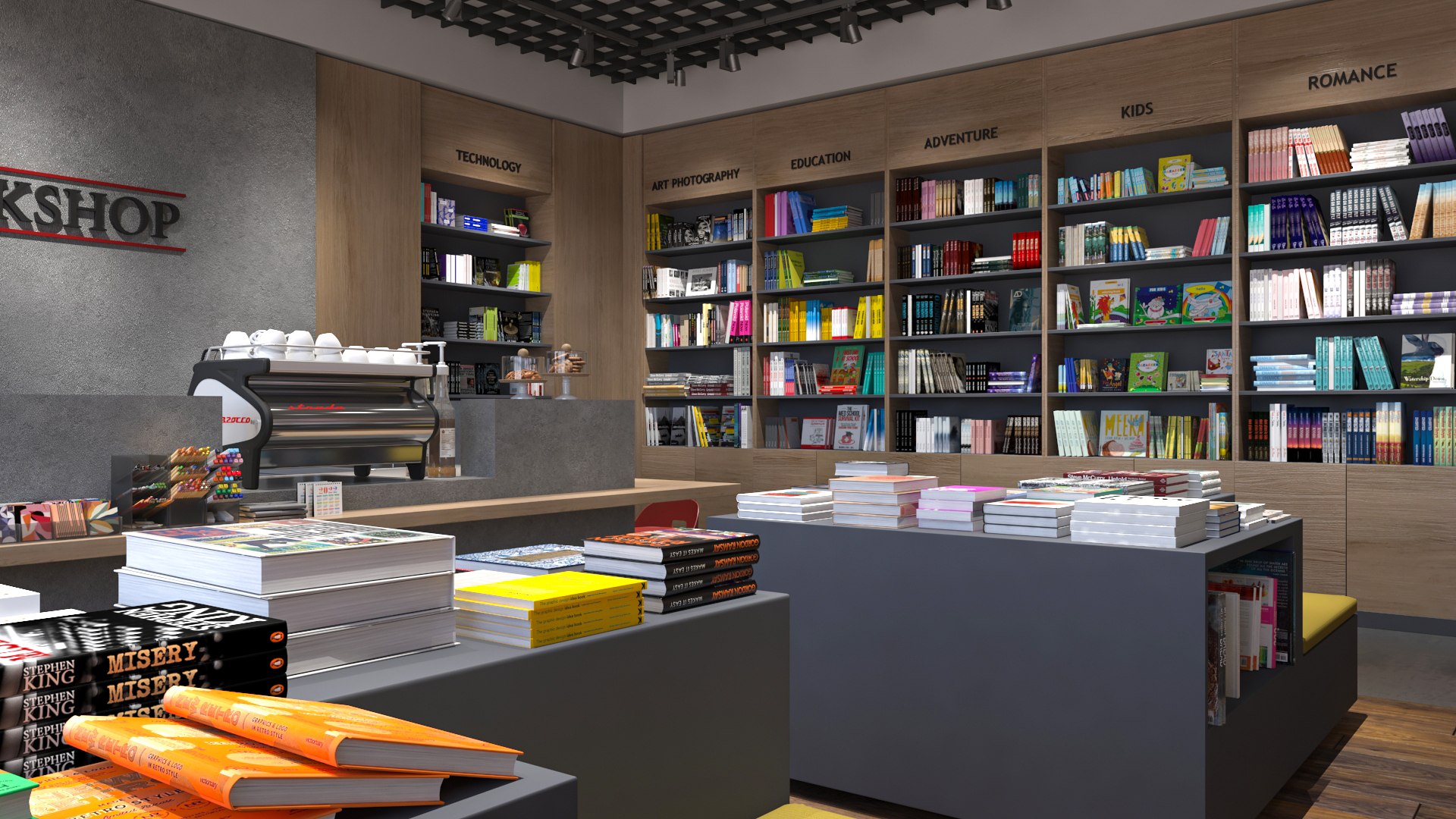 3D Bookstore Interior Design - TurboSquid 1906786