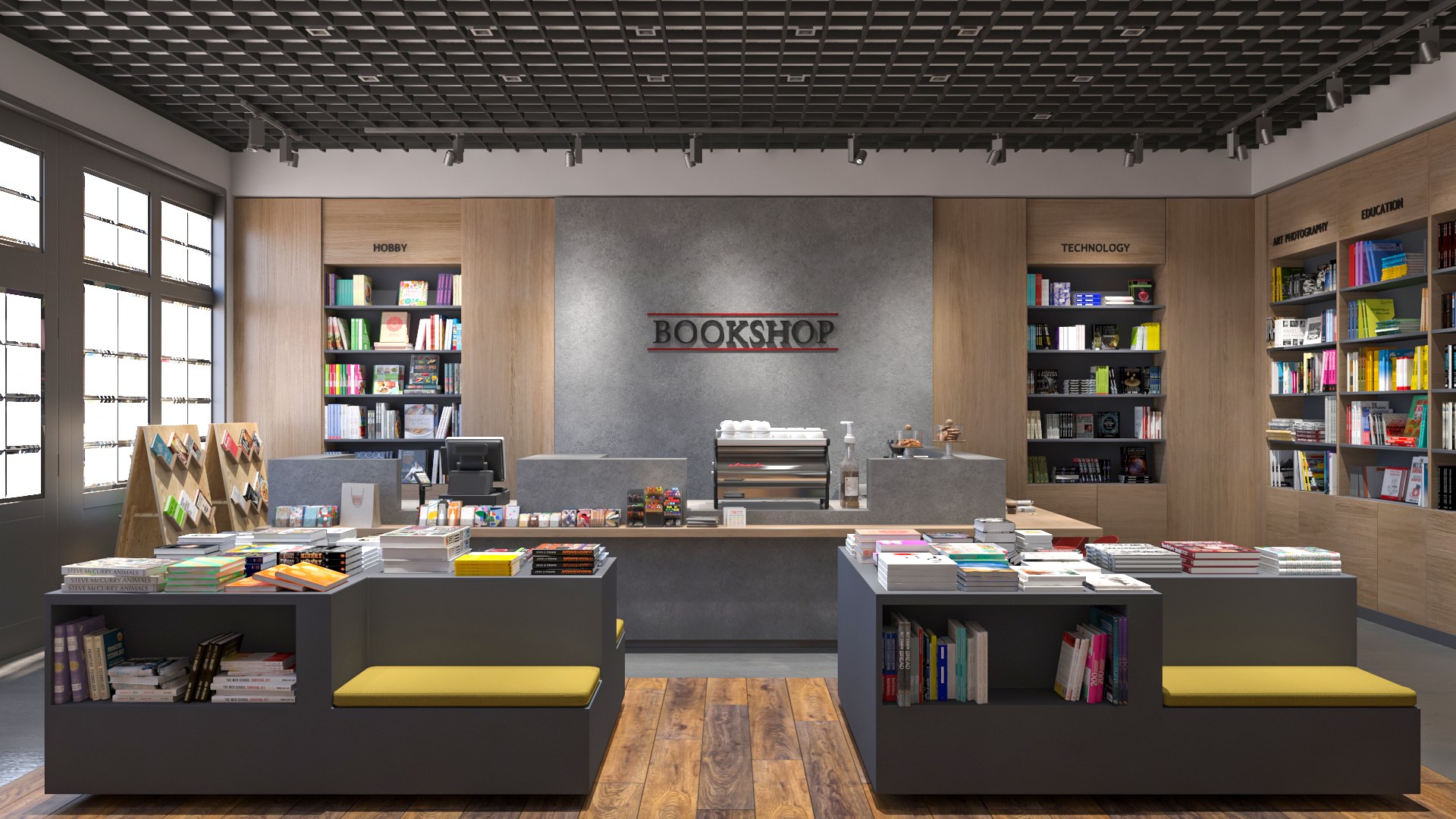 3D Bookstore Interior Design - TurboSquid 1906786