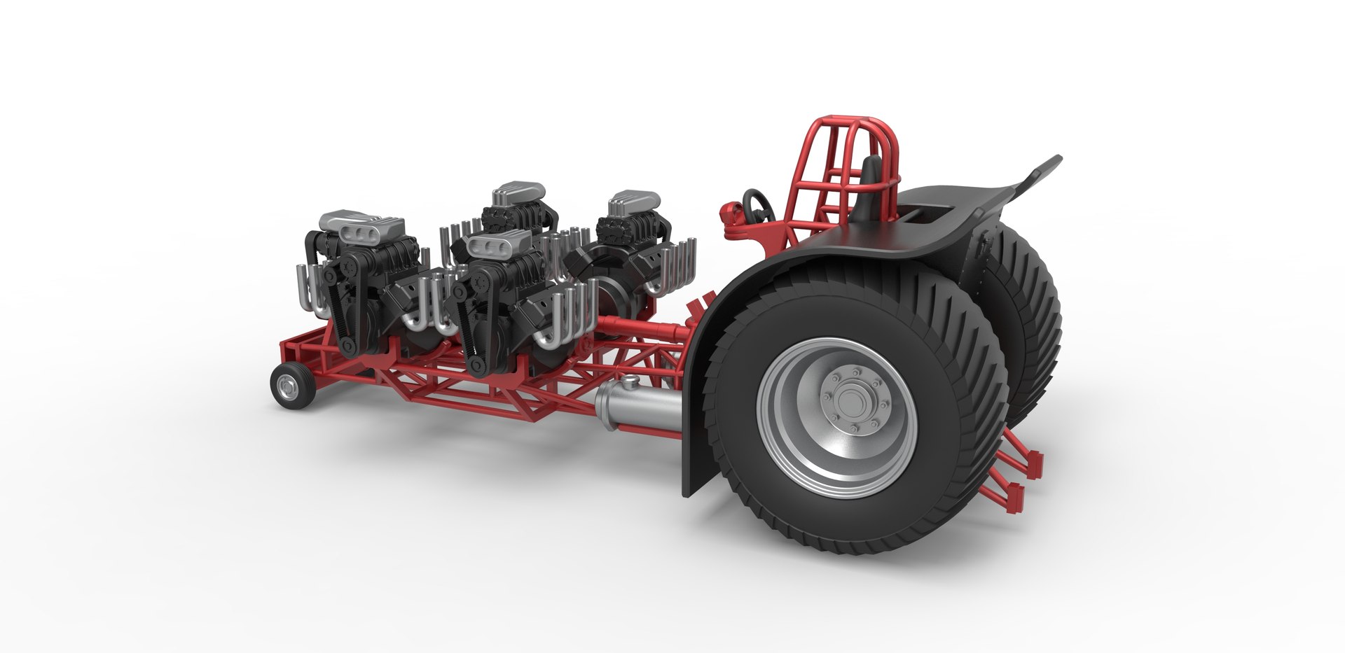 Diecast Pulling tractor with 5 engines V8 Version 2 Scale 1 to 25 3D ...