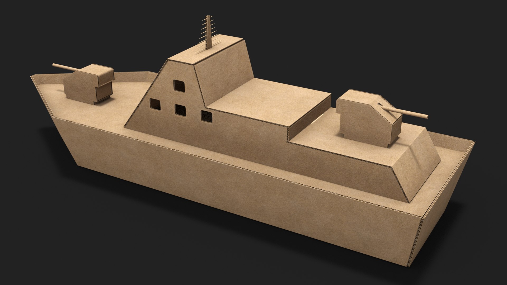 3D Cardboard Warship - TurboSquid 2216756