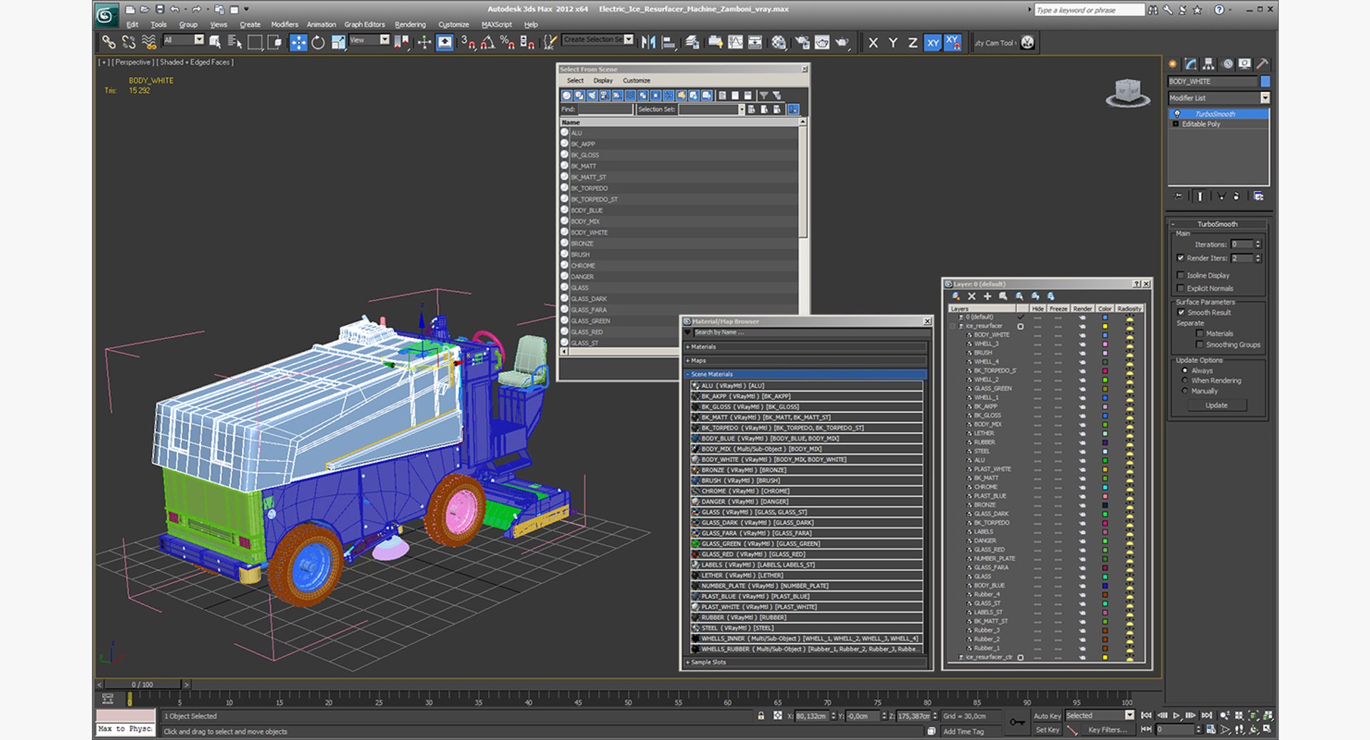 3D electric ice resurfacer machine - TurboSquid 1265073