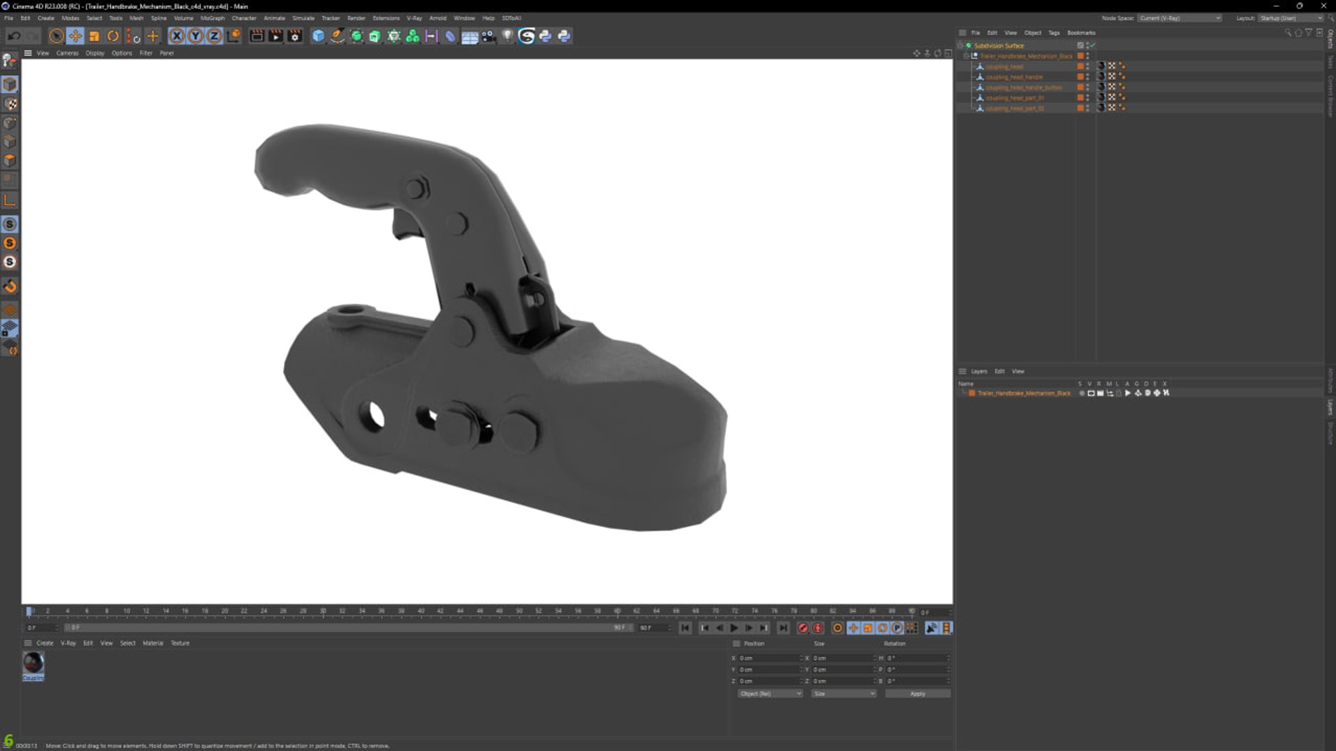 Trailer Handbrake Mechanism Black 3D - TurboSquid 2329233