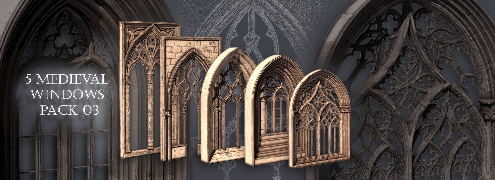 05 Medieval Textured Windows Pack 01 3D - TurboSquid 2067084