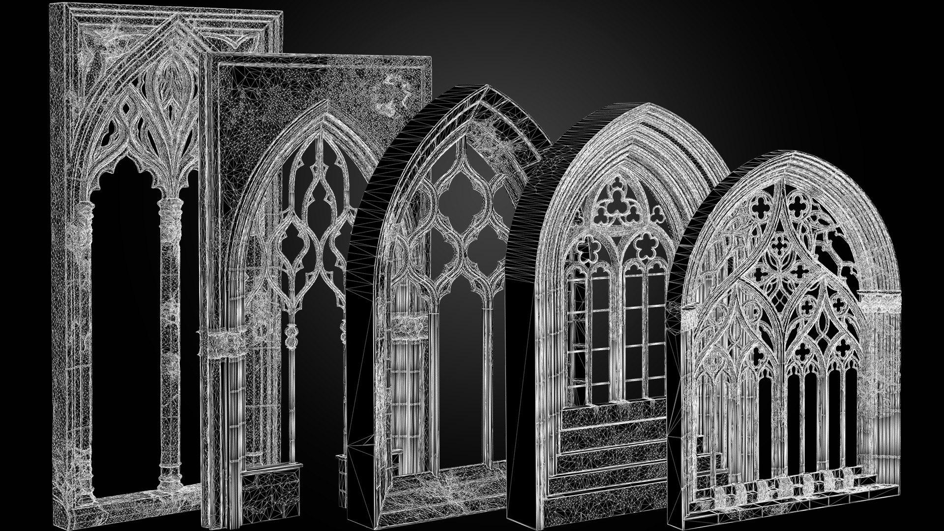 05 Medieval Textured Windows Pack 01 3D - TurboSquid 2067084