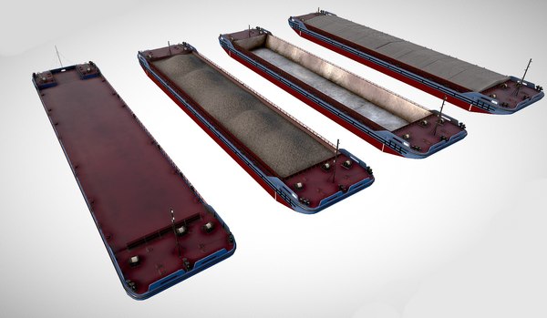 4 types barge 3D model - TurboSquid 1475542