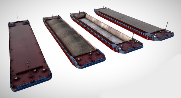 4 types barge 3D model - TurboSquid 1475542
