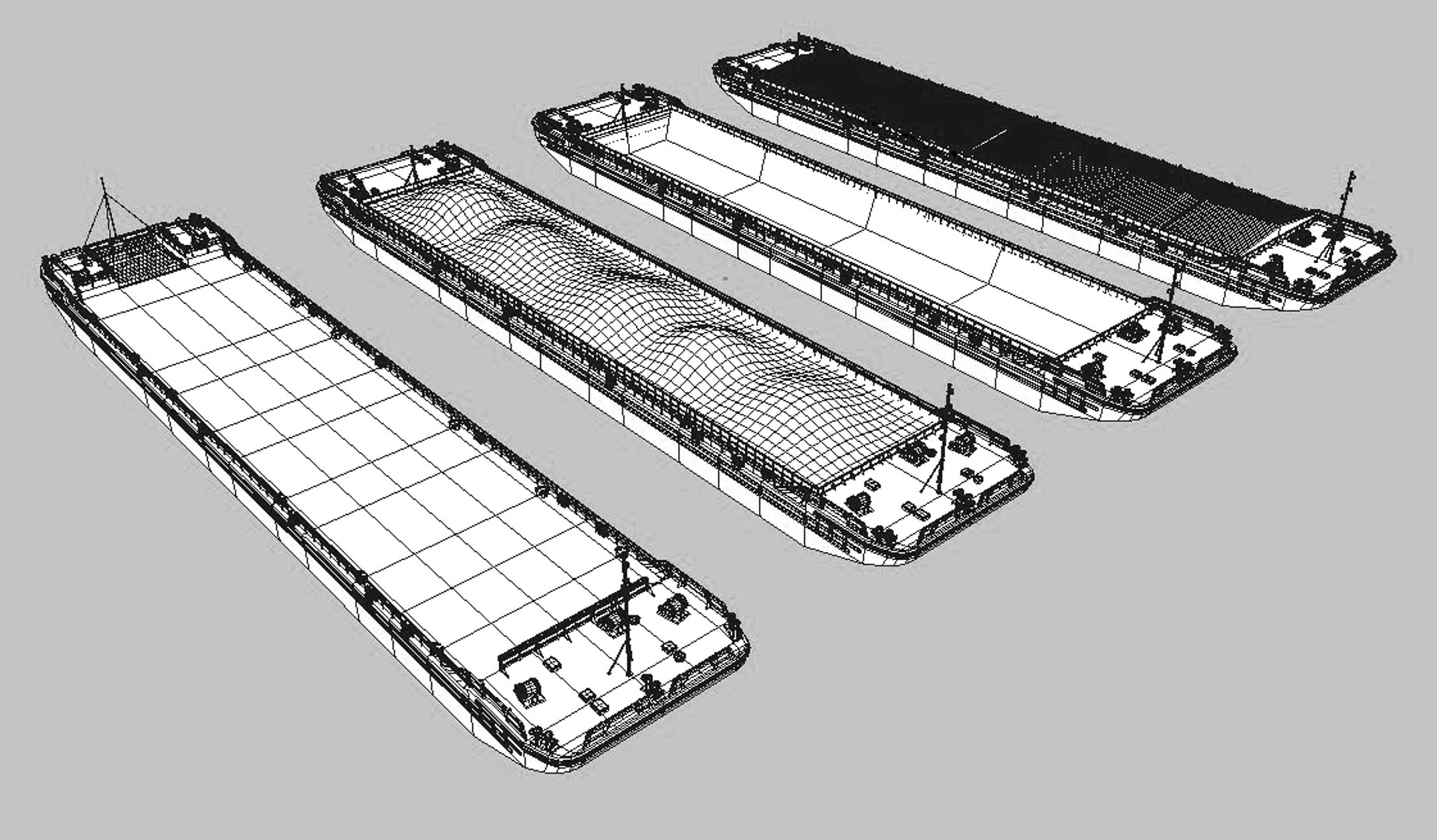 4 Types Barge 3D Model - TurboSquid 1475542
