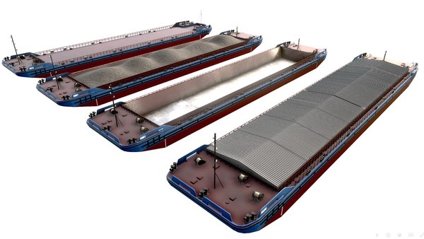 4 types barge 3D model - TurboSquid 1475542