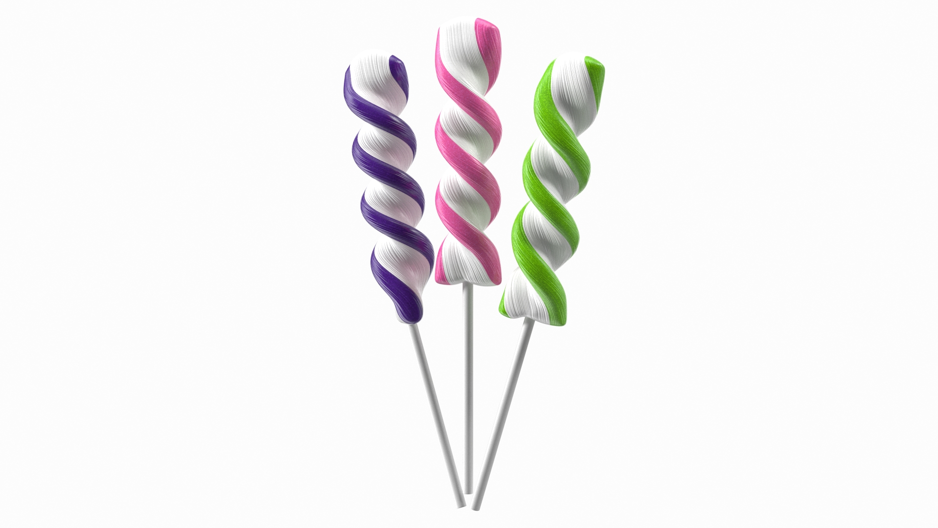 3D Colorful Striped Lollipop On A Stick Set Model - TurboSquid 1789478