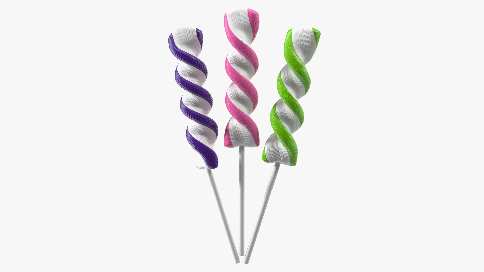 3D Colorful Striped Lollipop On A Stick Set Model - TurboSquid 1789478