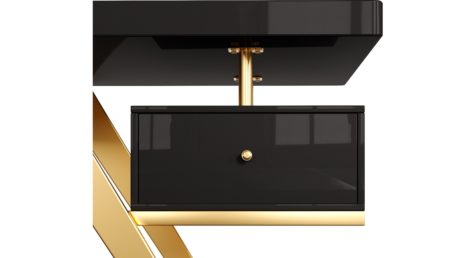 3D Hungled 71 Modern Black And Gold Office Wooden Executive Desk With ...