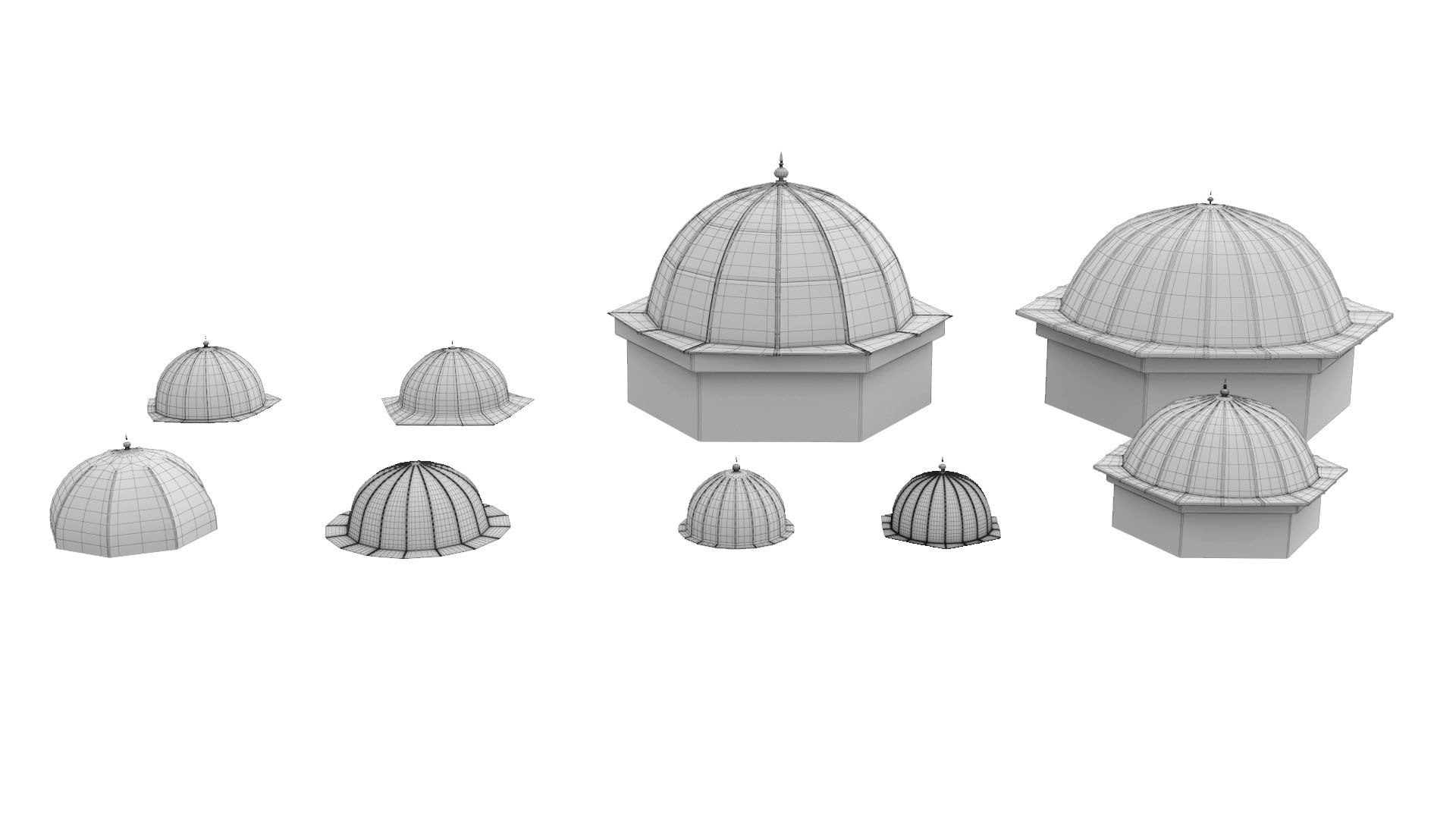 3D Mosque Set Dome Roof Building - TurboSquid 2155726