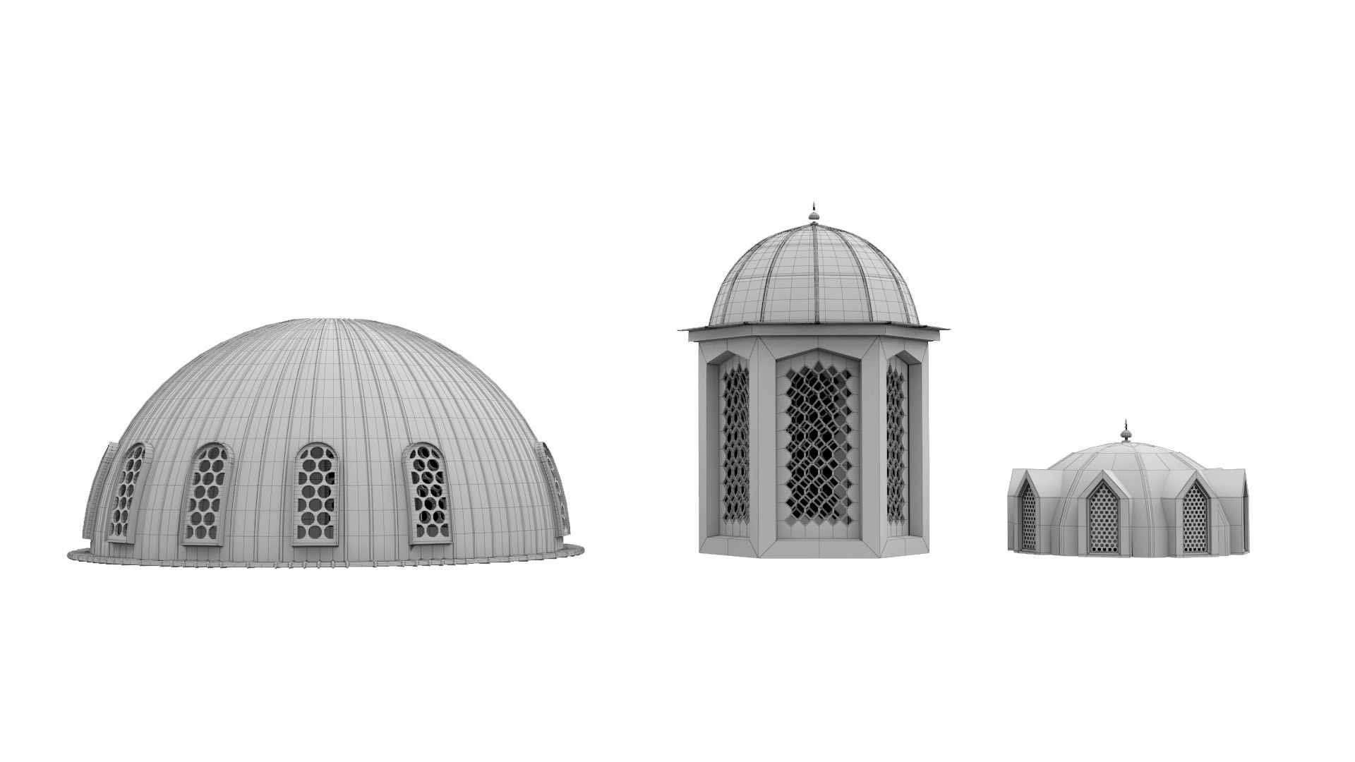 3D Mosque Set Dome Roof Building - TurboSquid 2155726