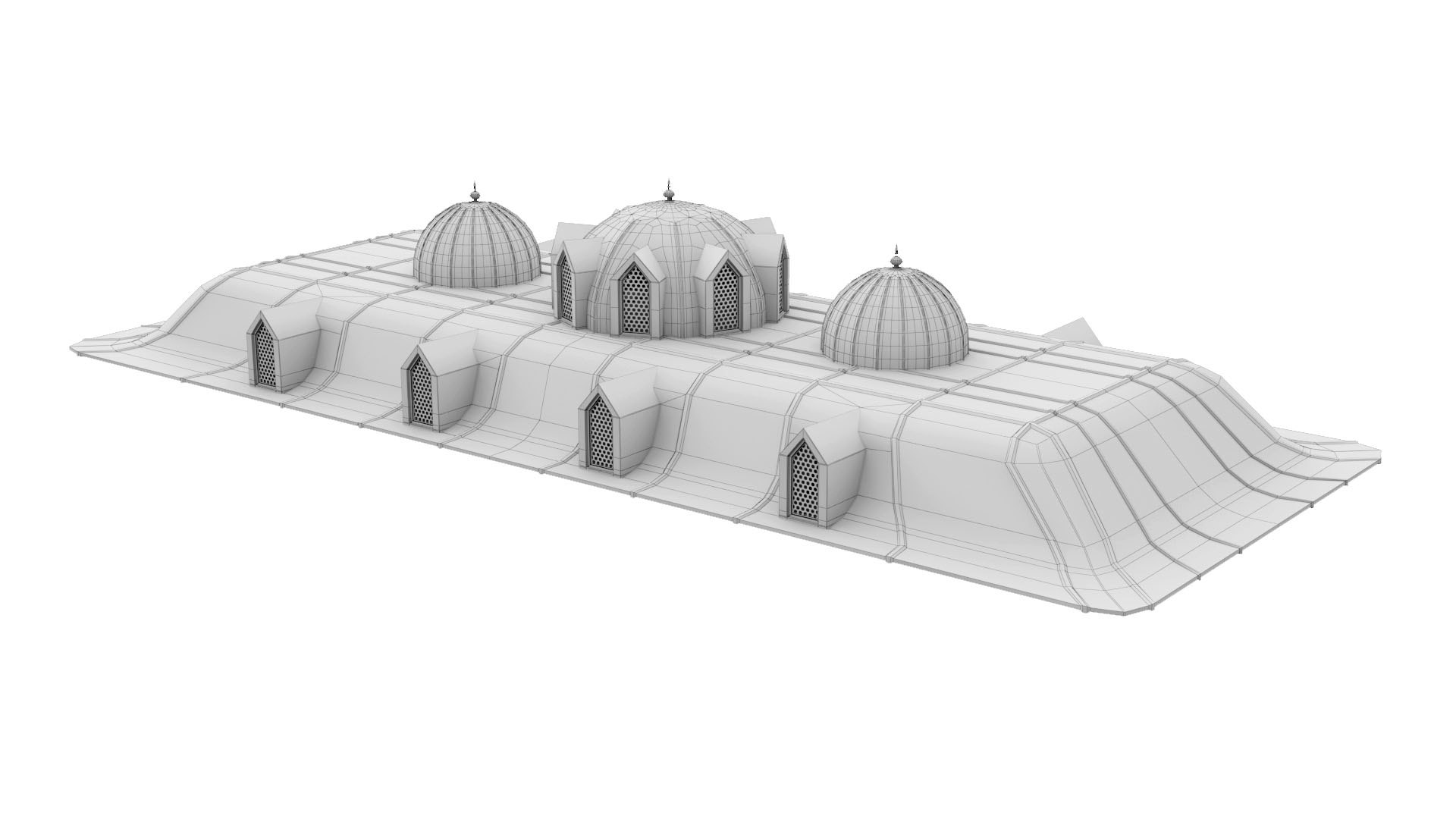 3D Mosque Set Dome Roof Building - TurboSquid 2155726