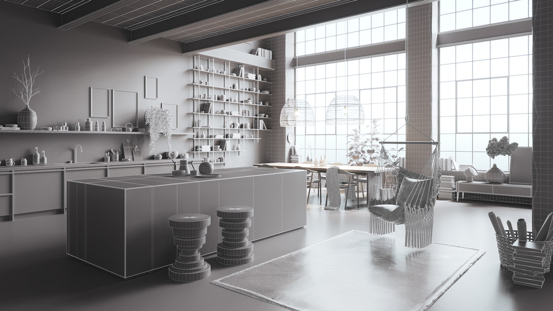 3D Boho Design Interior Scene For Cinema 4D And Octane Render ...