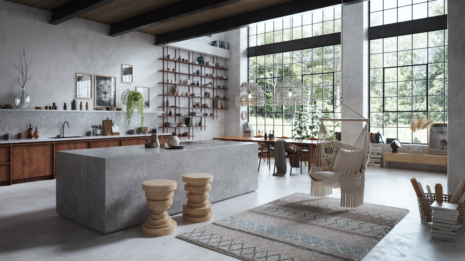 3D Boho Design Interior Scene For Cinema 4D And Octane Render ...