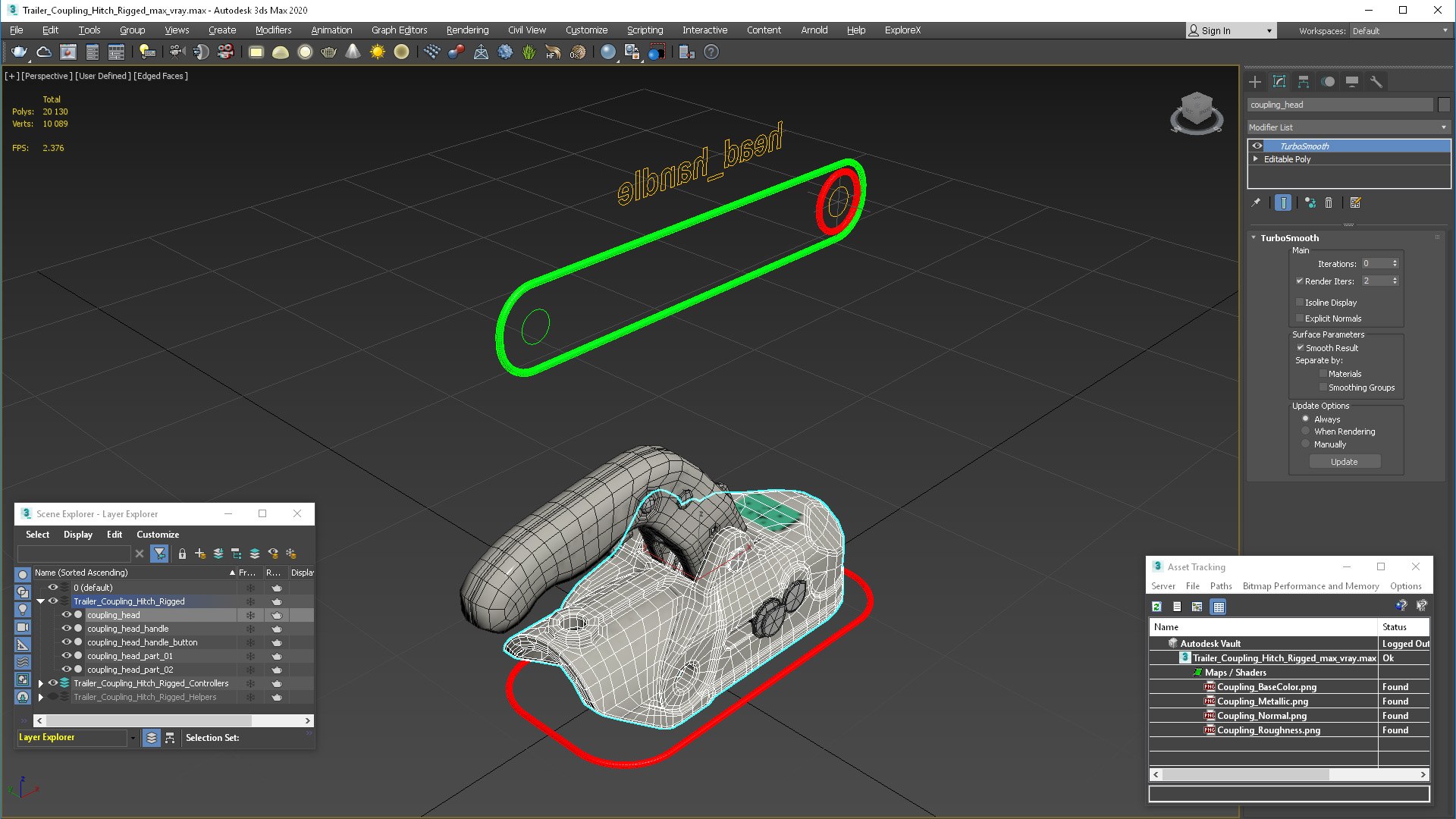 3D Model Trailer Coupling Hitch Rigged - TurboSquid 2329229