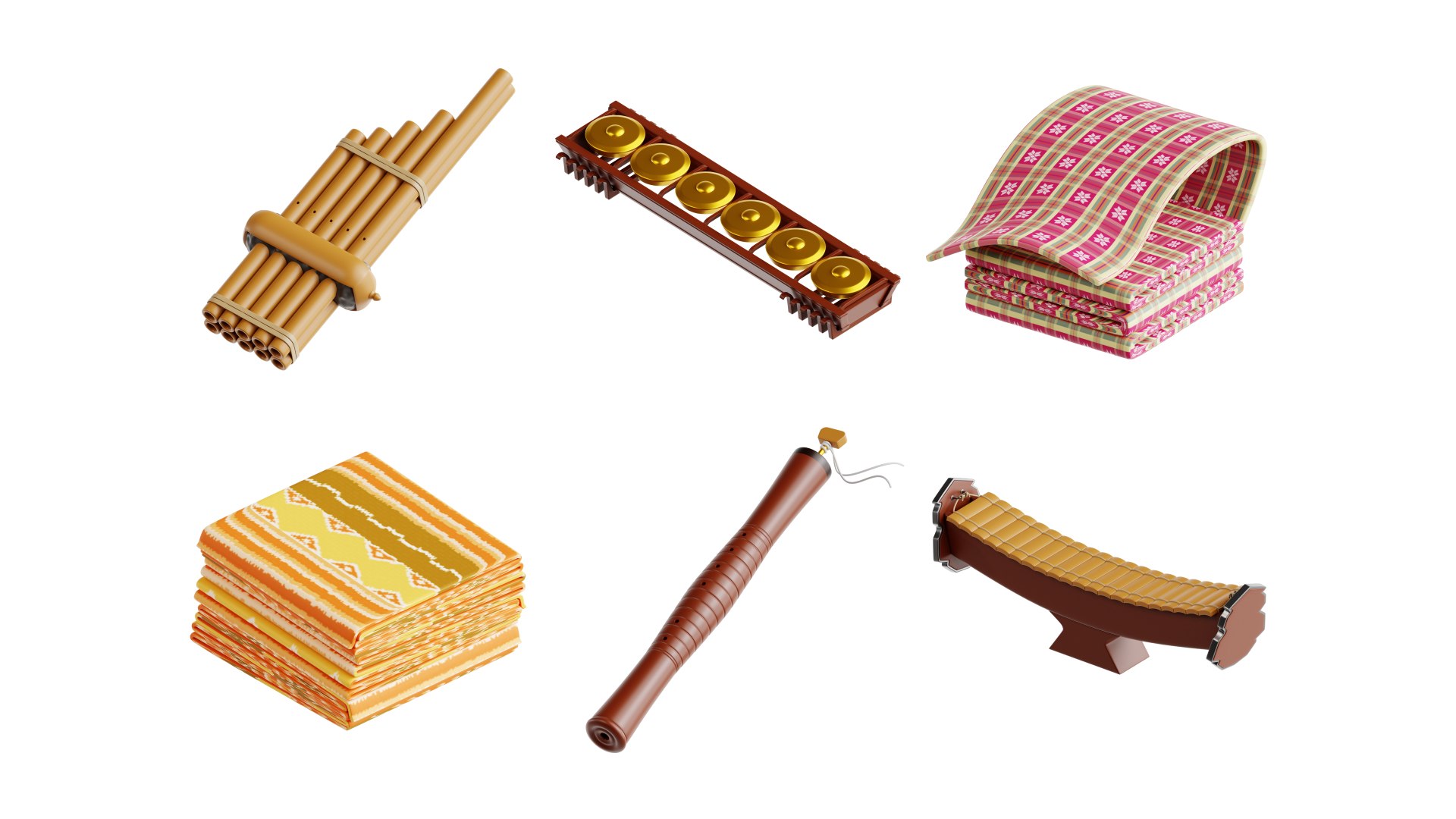 3D Traditional Textile And Musical Instrument 3D Collection Model ...