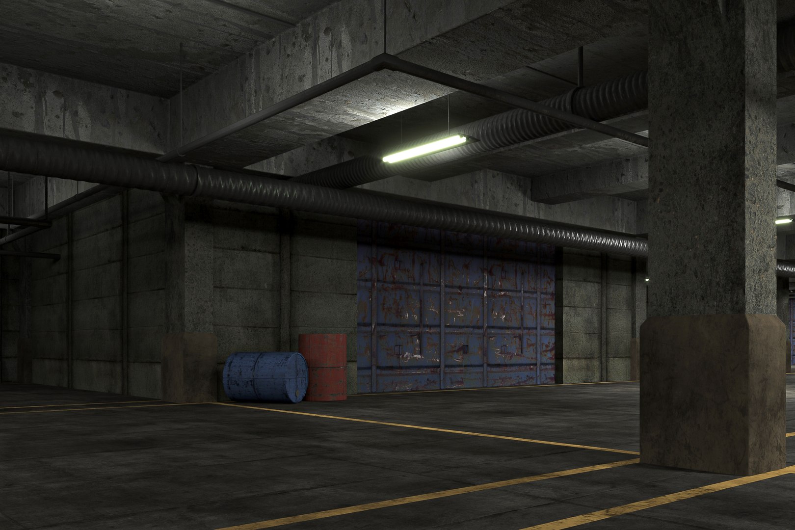 Basement Low Poly Underground Parking 02 3D Model - TurboSquid 2070601
