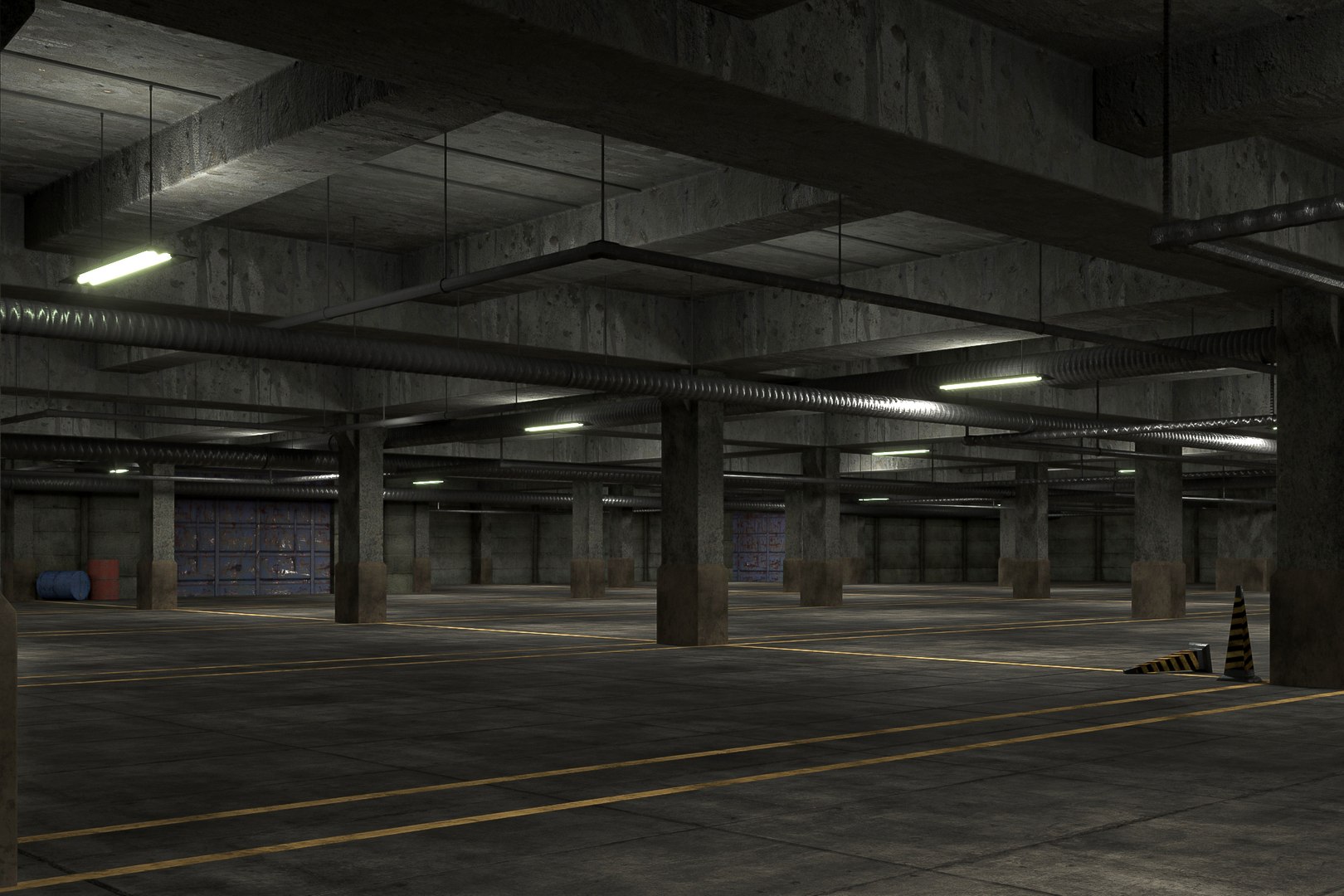Basement Low Poly Underground Parking 02 3D Model - TurboSquid 2070601
