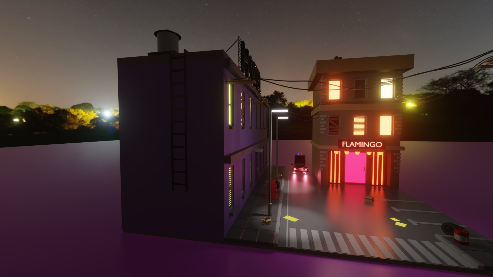 3D Low Poly City Night - TurboSquid 2199916