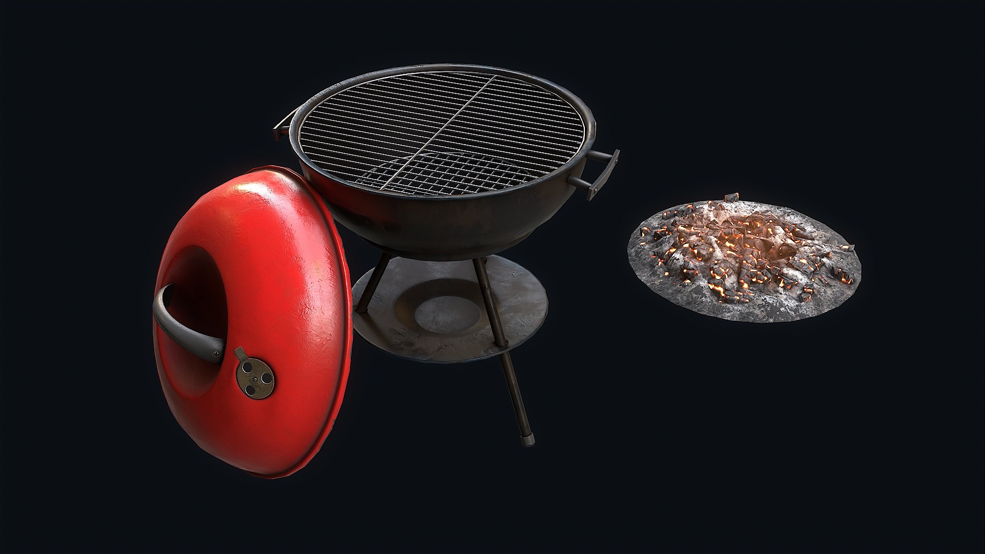 Barbeque Grill PBR 3D Model - TurboSquid 2126166