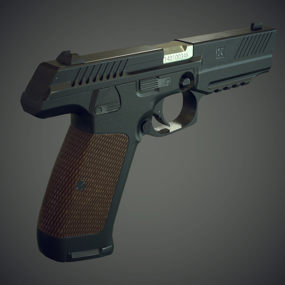 3d realistic lebedev pistol pl-14 model