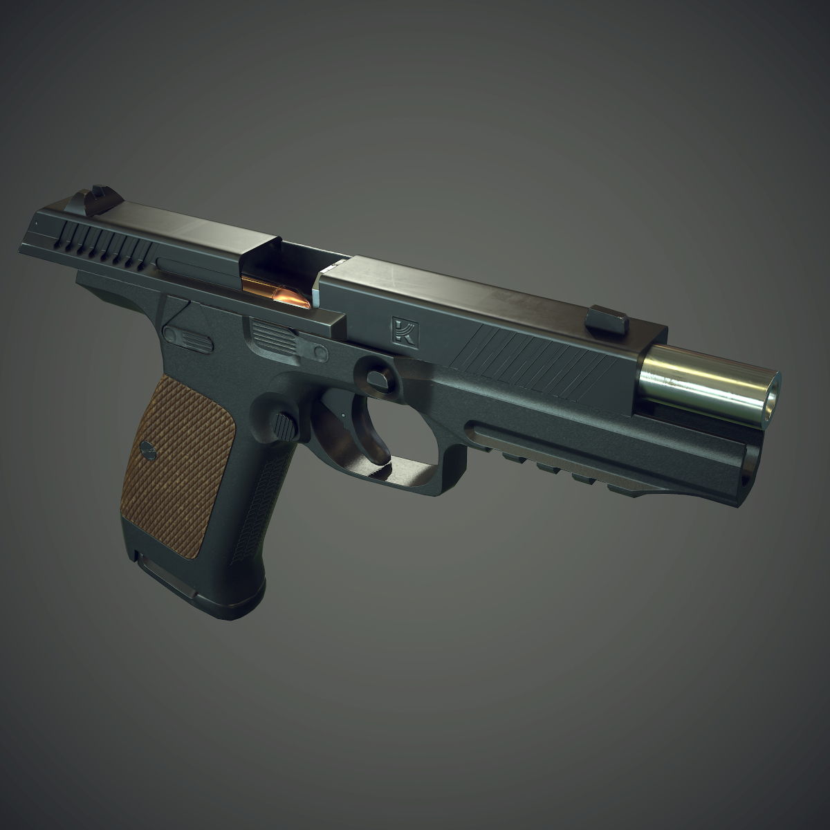 3d realistic lebedev pistol pl-14 model