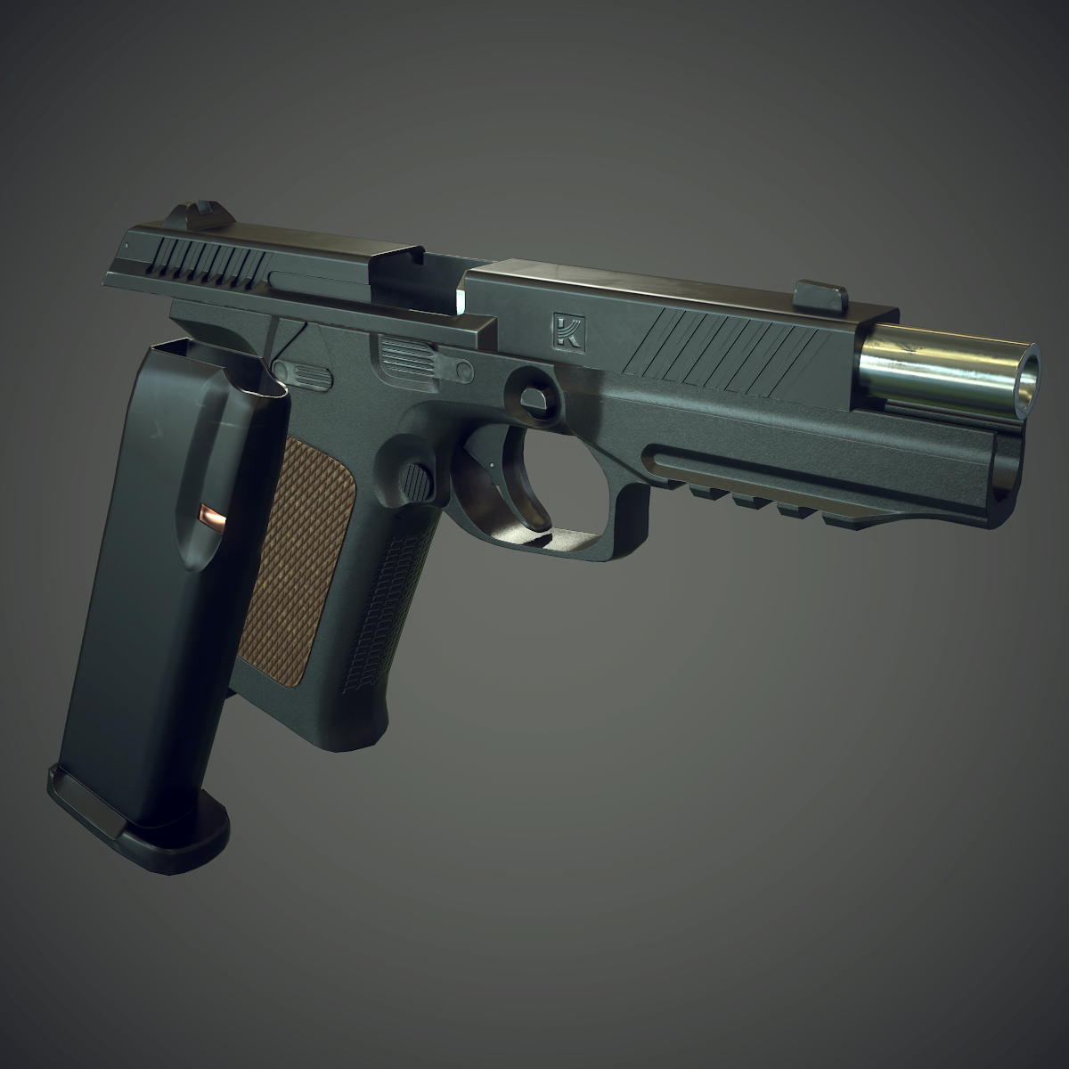 3d realistic lebedev pistol pl-14 model
