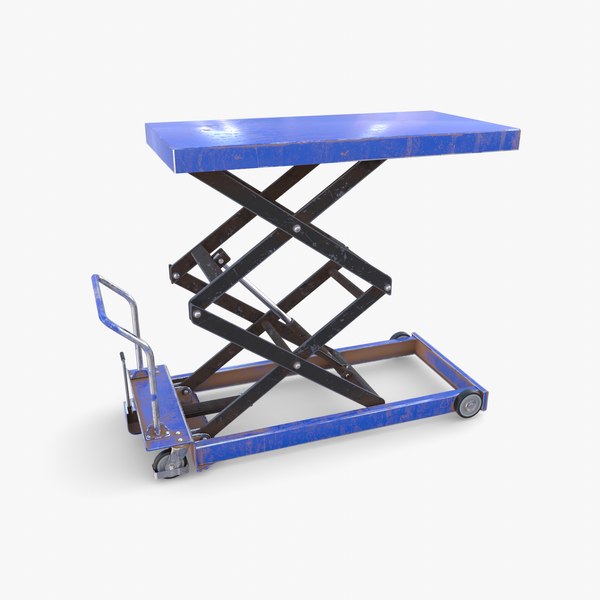modelo 3d Scissor Lift Table Blue - TurboSquid 2059639