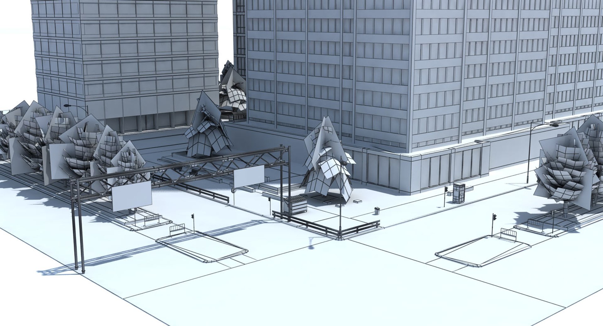 3d model city block scene cityscape