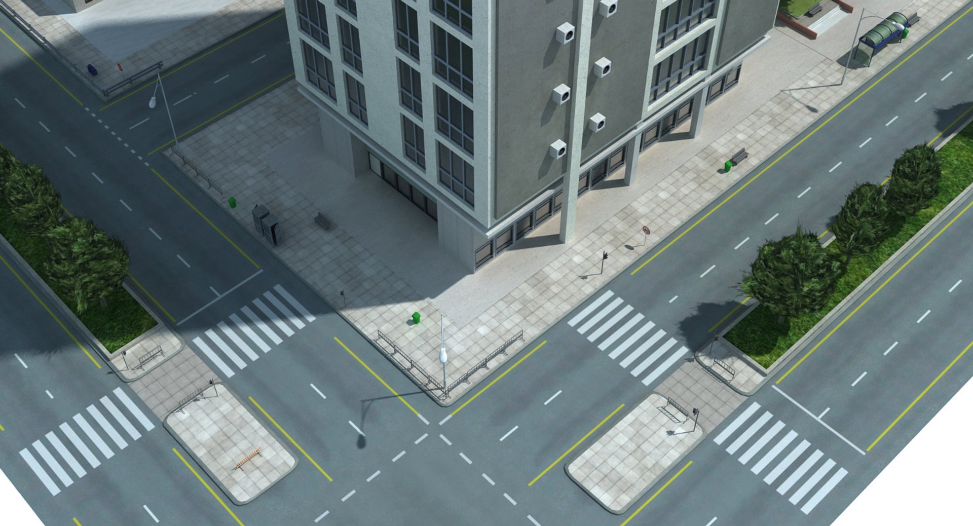 3d model city block scene cityscape